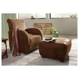 Hocker Home Affaire "Falk", braun (mocca), B:67cm H:62cm T:42cm, Microfaser in Antiklederoptik (100% Polyester);Microfaser PRIMABELLE (100% Polyester), Hocker, Hocker, kleine Ausf&uuml;hrung