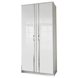 Dreht&uuml;renschrank wimex "Tromo", wei&szlig; (wei&szlig;, hochglanz wei&szlig;), B:90cm H:197cm T:58cm, Schr&auml;nke, Dreht&uuml;renschrank, mit Hochglanz-Fronten, chromfarbene Leisten und Griffe, 90cm breit