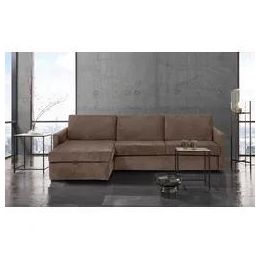 Schlafsofa Home Affaire "GOLDPOINT Ecksofa 264 cm, Liegefl&auml;che (140/200cm), L-Form", braun, B:264cm H:85cm T:157cm, Stuktur weich (100% Polyester);Luxus-Microfaser (100% Polyester), Sofas, Schlafsofa, Bettfunktion, Bonell-Federkernmatratze und Dauerschl&auml;fer-Funktion