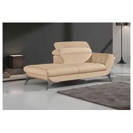 Recamiere Egoitaliano "Sueli, extravagantes Design und erstklassiger Sitzkomfort", beige (champagner), B:180cm H:100cm T:110cm, Leder &raquo;NUVOLE&laquo; (Echtes Rindsleder). Halbnat&uuml;rliches, halbnarbiges Rindsleder mit einer nat&uuml;rlichen K&ouml;rnung von 1, 2 bis 1, 4 mm. Dieses Leder hat eine weiche, wachsartige Hand mit mattem Aussehen und einem Wolkeneffekt. Es handelt sich um ein Naturleder, das die urspr&uuml;ngl