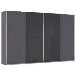 Schwebet&uuml;renschrank Rauch "Kleiderschrank Schrank Garderobe W&auml;scheschrank Ankleide SYNCRONO", grau (graumetallic, basaltglas), B:361cm H:230cm T:62cm, Holzwerkstoff, Schr&auml;nke, Schwebet&uuml;renschrank, Mittelt&uuml;ren mit praktischer Synchron-&Ouml;ffnung MADE IN GERMANY