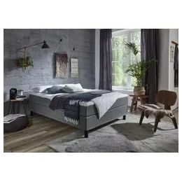 ATLANTIC HOME COLLECTION Boxbett "Happy", grau, B:120cm L:200cm, Bettgestell und seitliche Einfassung der Matratzen: Strukturstoff, 100% Polyester;Spiegelfl&auml;che der Matratze: 100% Polyester;Topper: 100% Polyurethan, Bezug (100% Polyester);Bezug Kopfkissen und Steppdecke: Microfaser (100% Polyester), waschbar bis 95C;F&uuml;llung Kopfkissen und Steppdecke: silikonisierte Hohlfaser (100% Polyester), anti-alergisch, ATLANTIC HOME