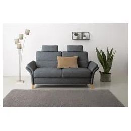 3-Sitzer Home Affaire "Westerland", blau (blau, grau), B:186cm H:90cm T:89cm, 100% Polyester, Sofas, Federkern-Polsterung. wahlweise mit Armlehnfunktion