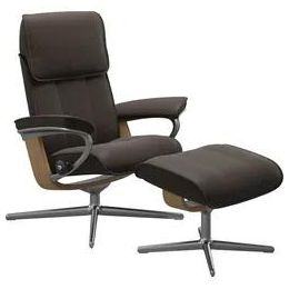 Relaxsessel stressless "Admiral", braun (braun batick), B:93cm H:103cm T:79cm, Leder BATICK: BATICK ist ein leicht korrigiertes, durchgef&auml;rbtes und genarbtes M&ouml;belleder, bei dem die meisten Unebenheiten und Spuren in der Regel entfernt wurden., Sessel, Relaxsessel, mit Cross Base, Gr&ouml;&szlig;e M & L, Holzakzent Eiche