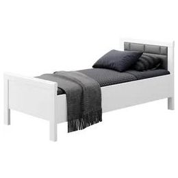 Einzelbett Priess "Arnsberg", wei&szlig; (lichtwei&szlig;, anthrazit), B:108cm L:208cm, Betten, Kinder-Einzelbett Jugendbett Bettgestell, Komforth&ouml;he mit gepolstertem Kopfteil