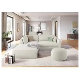 Sit & More Ecksofa SIT & MORE "Cadabra L-Form", beige (creme), B:243cm H:80cm T:198cm, Samtoptik (100% Polyester);Soft clean (98% Polyester, 2% Polyamid);Struktur fein (100% Polyester), Sofas, Ecksofa, Breite 243 cm, inklusive Sitztiefenverstellung