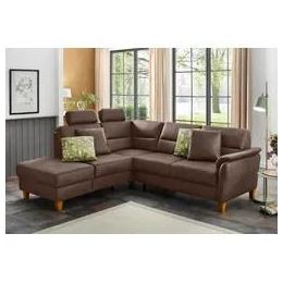 Ecksofa Home Affaire "Palmera L-Form, B: 236 cm", braun (dunkelbraun), B:236cm H:89cm T:212cm, 100% Polyester;Struktur (100% Polyester);Luxus-Microfaser in Lederoptik (100% Polyester), Sofas, Ecksofa, optional Schlaffunktion & Bettkasten, Federkern