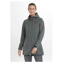 Softshelljacke WEATHER REPORT "LILAN", Damen, Gr. 44, grau (dunkelgrau), 96% Polyester, 4% Elasthan, unifarben, normal, hoch geschlossener Ausschnitt, Jacken Softshelljacke, mit verschwei&szlig;ten N&auml;hten