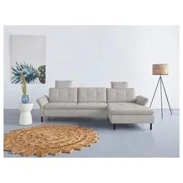Ecksofa Home Affaire "Birkholm L-Form", silber, B:267cm H:83cm T:174cm, 98% Polyester 2% Polyamid, Sofas, Ecksofa, Armlehnverstellung, auch in Easy Clean Bezug - mit Wasser zu reinigen
