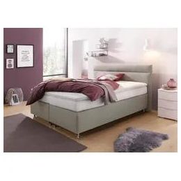 Boxspringbett, beige (struktustoff dunkelbeige), ohne LED-Beleuchtung, Liegefl&auml;che B/L: 160cm x 200cm, H2, 7-Zonen-Kaltschaummatratze, Bezug Unterbox und Kopfteil: Strukturstoff (77% Polyester und 23% Viskose);Bezug Obermatratze 100% Polyester, waschbar bis 60C, Westfalia Schlafkomfort, Komplettbetten, Boxspringbett, wahlweise mit LED-Beleuchtung