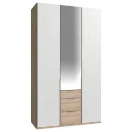 Kleiderschrank wimex "New York", wei&szlig; (struktureichefarben hell,wei&szlig;, spiegel), B:135cm H:236cm T:58cm, Schr&auml;nke, Kleiderschrank, mit Spiegelt&uuml;r