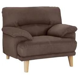 Sessel Trendmanufaktur "Cecilia, Loungesessel, italienisches Design, bequeme Armlehnen", braun, B:112cm H:87cm T:90cm, Sessel, Sessel, aufwendige R&uuml;ckenverarbeitung f&uuml;r hohen Sitzkomfort, Holzfu&szlig;