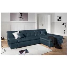 Ecksofa DOMO collection "Mona L-Form", blau (dunkelblau), B:297cm H:80cm T:173cm, Struktur fein 100% Polyester;Chenilleoptik 100% Polyester;SOFTLUX/Struktur fein 100% Polyester, Sofas, Ecksofa, wahlweise mit Bettfunktion