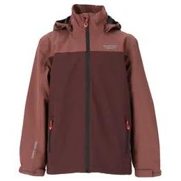 Outdoorjacke WEATHER REPORT "Borise Jr.", Kinder, Gr. 104, braun (braun, rot), 90% Polyester, 10% Elasthan, mehrfarbig, normal, hoch geschlossener Ausschnitt, Jacken Outdoorjacke, mit wasserdichter Ausstattung