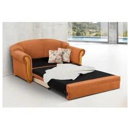 2-Sitzer Home Affaire "Milano, Schlafsofa im Landhaus-Stil, bequem, Liegefl&auml;che 188/124cm", orange (terrakotta), B:174cm H:87cm T:88cm, Chenille (70% Polyacryl, 30% Polyester) auf Korpus und Zierkissen, Sitz und R&uuml;cken im Blumenmuster &raquo;Paradise&laquo; (100% Polyester), Sofas, mit Bettfunktion