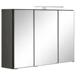 Spiegelschrank Welltime "Ohio", grau (graphit, graphit), B:100cm H:64cm T:20cm, Schr&auml;nke, Spiegelschrank, mit LED Beleuchtung