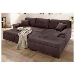 Ecksofa Home Affaire "Bergen zeitlos & elegant, Breite 267cm, L-Form", braun (mokka), B:267cm H:83cm T:178cm, MELROSE/Struktur (100% Polyester);MELROSE (100% Polyester);Microfaser PRIMABELLE (100% Polyester), Sofas, Ecksofa, wahlweise mit Bettfunktion L-Form