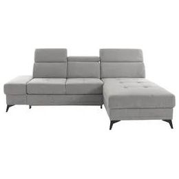 Ecksofa Home Affaire "Cardiz L-Form", grau (hellgrau), B:246cm H:83cm T:173cm, Webstoff (100% Polyester);Luxus-Microfaser Paris (90% Polyester/10% Polyamid);Struktur fein (100% Polyester);Samtoptik (100% Polyester), Sofas, Ecksofa, inkl.Kopfteilverstellung und Federkern wahlweise mit Bettfunktion