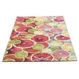 Teppich Sansibar "Rantum Beach 003", bunt (orange, multi), B:100cm H:5mm L:200cm, Polypropylen, Teppiche, Teppich, Flachgewebe, modernes Sommer Design, In- und Outdoor geeignet
