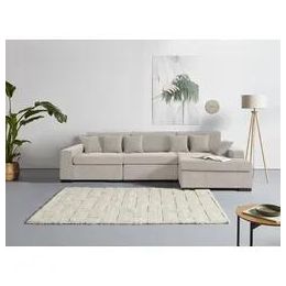 Ottomane Home Affaire "Skara L-Form", beige (natur), B:310cm H:86cm T:100cm, 100% Polyester, Sofas, Ottomane, Lounge-Sofa mit Federkernpolsterung, in vielen Bezugsvarianten