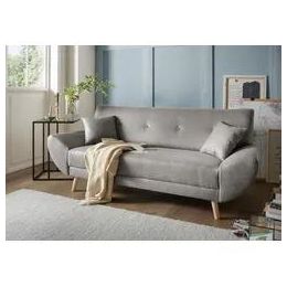 3-Sitzer Home Affaire "Basta", grau, B:205cm H:80cm T:82cm, (100% Polyester) Struktur fein (100% Polyester) Chenille, Sofas