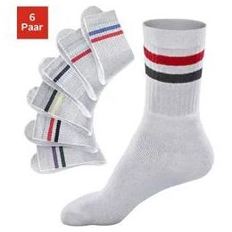 Freizeitsocken GO IN, Herren, Gr. 47-50, grau, Obermaterial: 60% Baumwolle, 39% Polyester, 1% Elasthan, geringelt, Socken, mit farbigen Streifen