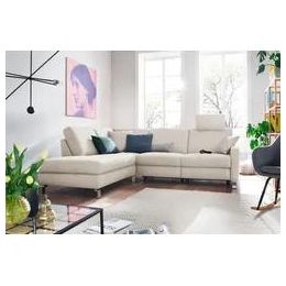 Ecksofa 3C Candy "Mainau modern und elegant, mit gutem Sitzkomfort, L-Form", wei&szlig;, B:257cm H:89cm T:220cm, Struktur ( 100% Polyester);Luxus-Microfaser weich: 98% Polyester, 2% Nylon, ;Struktur weich (mit Wasser zu reinigen): 16% Baumwolle, 79% Polyester, 5% Polyacryl, Sofas, Ecksofa, wahlweise mit elektrischer Relaxfunktion, Federkern