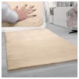 Fellteppich Paco Home "Rabbit 780", beige (sand), B:120cm H:26mm L:160cm, Polyester, Teppiche, Fellteppich, Kunstfell, Kaninchenfell-Haptik, ein echter Kuschelteppich, Uni-Farben