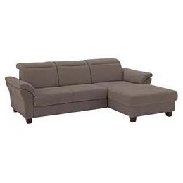 Ecksofa Home Affaire "Solvei L-Form", braun, B:255cm H:104cm T:185cm, Struktur (100% Polyester);Luxus-Microfaser Lederoptik (100% Polyester);Luxus-Microfaser ALTARA NUBUCK (100% Polyester), Sofas, Ecksofa, mit Recamierenabschlu&szlig; und Sitztiefenverstellung