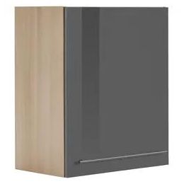 H&auml;ngeschrank Optifit "Bern", grau (grau hochglanz, akaziefarben), B:60cm H:70,4cm T:34,9cm, Schr&auml;nke, H&auml;ngeschrank, Breite 60 cm, 70 cm hoch, mit 1 T&uuml;r, mit Metallgriff