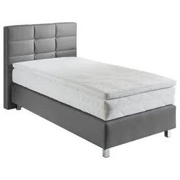Boxspringbett, grau, B:105cm L:210cm, Bezug: Kunstleder, Polyurethan;Polsterung: 100% Polyester, Westfalia Schlafkomfort, Komplettbetten, Boxspringbett, mit Kn&ouml;pfen in Kristalloptik, wahlweise mit Topper