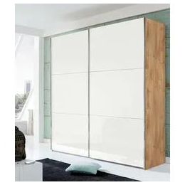 Schwebet&uuml;renschrank wimex "Level by fresh to go", braun (plankeneichefarben, wei&szlig;glas), B:200cm H:216cm T:65cm, Schr&auml;nke, Schwebet&uuml;renschrank, mit Glast&uuml;ren