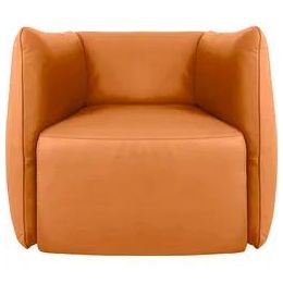 Sessel Egoitaliano "Ludo Loungesessel, Designsessel, Clubsessel, elegant und zeitlos", orange, B:80cm H:68cm T:80cm, Leder &raquo;BULL&laquo; (echtes Rindsleder). Geschliffenes, pigmentiertes und behandeltes Rindsleder mit einer Dicke von 1, 3-1, 5 mm. Dieses Leder zeigt eine ziemlich weiche Hand mit einem halb undurchsichtigen Aussehen. Es handelt sich um ein gesch&uuml;tztes Leder. Eine leichte Deckschicht sch&uuml;t