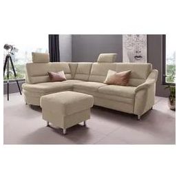 Ecksofa Home Affaire "Cardoso L-Form", beige, B:250cm H:90cm T:175cm, Struktur impr&auml;gniert (100% Polyester);Luxus-Microfaser ALTARA NUBUCK (100% Polyester);Struktur (52% Polyester, 35% Polyacryl, 13% Baumwolle);Luxus-Microfaser weich (90% Polyester, 10% Polyamid), Sofas, Ecksofa, Federkern, wahlweise mit Bett, Schubkasten