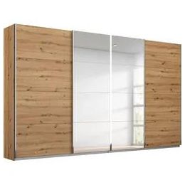 Schwebet&uuml;renschrank Rauch "Kleiderschrank Schrank Garderobe W&auml;scheschrank Ankleide SYNCRONO", braun (eichefarben artisan, spiegel), B:316cm H:211cm T:62cm, Holzwerkstoff, Schr&auml;nke, Schwebet&uuml;renschrank, Mittelt&uuml;ren mit praktischer Synchron-&Ouml;ffnung MADE IN GERMANY