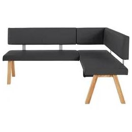 Eckbank OTTO HOME "Rio", schwarz, B:170cm H:89cm T:140cm, Sitzb&auml;nke, Eckbank, Massivholz in Eiche ge&ouml;lt, Esszimmerbank bequem gepolstert
