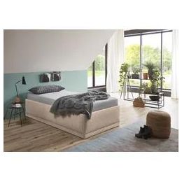 Polsterbett "Texel", beige (sand), B:106cm H:42cm L:206cm, Bezug Bett: Veloursstoff 100% Polyester oder Microfaser (100% Polyester);Bonnell-Federkernmatratze: 51% Polypropylen, 39% Polyester und 10% Baumwolle;Kaltschaummatratze: 100% Polyester, Bezug abnehm- und waschbar bis 60C;Kissenbezug: 100% Polyester, F&uuml;llung : 100% Polyester (Hohlfaser), Westfalia Schlafkomfort, Betten, Polsterbett, Komfort