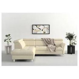 Sit & More Ecksofa SIT & MORE "Marano L-Form", beige (creme), B:252cm T:216cm, 98% Polyester, 2% Polyamid, Sofas, Ecksofa, inklusive Kopfteilverstellung, wahlweise mit Bettfunktion, Bettkasten