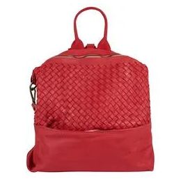 Cityrucksack Samantha Look, Damen, Gr. B/H/T: 31cm x 31cm x 9cm, onesize, rot, Leder, Rindsleder, Rucks&auml;cke Cityrucksack, echt Leder, Made in Italy
