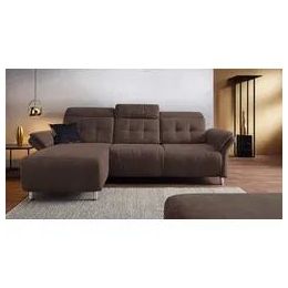 Ecksofa Home Affaire "Manhattan L-Form", braun, B:270cm H:102cm T:168cm, Kunstleder SOFTLUX;Flachgewebe (100% Polyester);Struktur (100% Polyester), Sofas, Ecksofa, 2 Sitze mit elektrischer Relaxfunktion, verstellbare Armlehnen