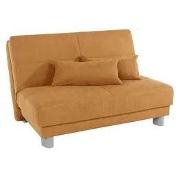 Schlafsofa Home Affaire "Gina", orange (mango), B:120cm H:86cm T:195cm, Sofas, Schlafsofa, mit einem Handgriff vom Sofa zum Bett