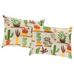 Dekokissen WIRTH "Oakham" Gr. 1, orange (natur, terrakotta, bedruckt), B:40cm L:40cm, Polyester, Dekokissen_Sitzkissen_Kissenh&uuml;llen, Kissenh&uuml;lle ohne F&uuml;llung, 2 St&uuml;ck