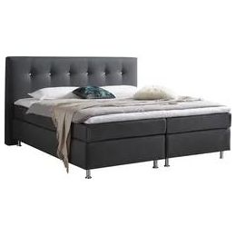 Boxspringbett, grau (charcoal), B:195cm L:210cm, Bezug Bett: Feinstruktur 100% Polyester;Bezug Bonnell-Federkernmatratze: 100% Polyester;Bezug Kaltschaummatratze: 100% Polyester;Bezug Tonnentaschenfederkernmatratze: 80% Baumwolle, 20%Polyester;Topper: Komfortschaum mit Bezug 100% Polyester, Westfalia Schlafkomfort, Komplettbetten, Boxspringbett, mit Topper