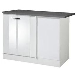 Eckunterschrank KOCHSTATION "KS-Trier", wei&szlig; (wei&szlig; hochglanz, wei&szlig;), B:110cm H:85cm T:60cm, Holzwerkstoff, MDF, Schr&auml;nke, Eckunterschrank, f&uuml;r Stauraum in der Ecke