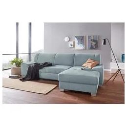Ecksofa DOMO collection "Anzio L-Form, whlw. Bettfunktion, Federkern, hochwertig, Breite 271 cm", gr&uuml;n (mint), B:271cm H:85cm T:160cm, Sofas, Ecksofa, Mit Bettfunktion, Recamiere rechts, Struktur fein, mint