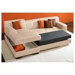 Ecksofa Home Affaire "Falk klare Linien, elegant und zeitlos, L-Form", beige (creme), B:262cm H:77cm T:159cm, Sofas, Ecksofa, mit Federkern und wahlweise mit Bettfunktion