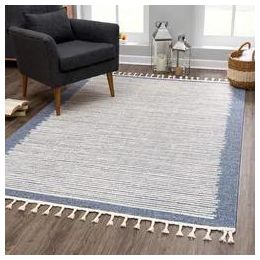 Teppich Carpet City "Art 2231", blau, B:200cm H:7mm L:290cm, Polypropylen (PP), Teppiche, Teppich, L&auml;ufer, Kurzflor, mit Kettf&auml;den, Streifen-Muster