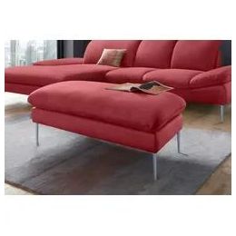 Hocker W.Schillig "enjoy&MORE", rot (ruby rot z59), B:106cm H:45cm T:71cm, Chenille-Flachgewebe R66 (85% Polyester, 15% Nylon);Longlife Xtra-Leder Z59: Glattleder mit modischer Pr&auml;gung. Hautst&auml;rke 0, 9 - 1, 1 mm;Stoff S37 (100% Polyester), Hocker, Hocker, F&uuml;&szlig;e silber matt, Breite 106 cm