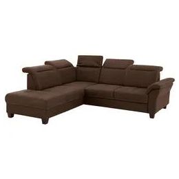 Home Affaire Ecksofa OTTO HOME "Solvei L-Form", braun (dunkelbraun), B:260cm H:104cm T:235cm, Luxus-Microfaser Lederoptik (100% Polyester);Struktur (100% Polyester);Luxus-Microfaser ALTARA NUBUCK (100% Polyester), Sofas, Ecksofa, wahlweise auch mit Kopfteilverstellung und Schlaffunktion, Federkern