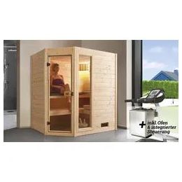 Sauna Weka "Valida", beige (natur), Saunaofen, integrierte Steuerung, 5,4 kW, Saunen, 5,4 kW-Ofen mit integrierter Steuerung